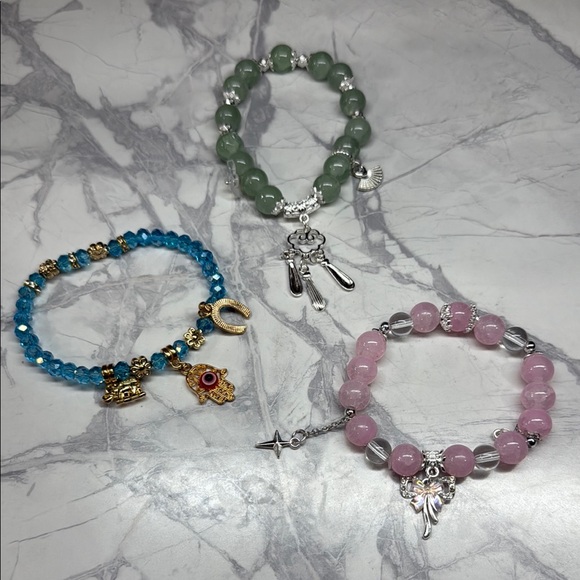 Jewelry | Stackable Beaded Bracelet With Silver Charms | Poshmark